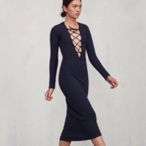 Reformation | Dresses | Reformation Edison Lace Up Dress Long Sleeve ...